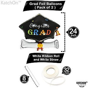 KatchOn, Graduation Cap Balloons - Big 24 Inch | Graduation Hat Balloons, Graduation Decorations Class of 2024 | Congrats Grad Balloons, Graduation Foil Balloons | Graduation Balloons Class of 2024