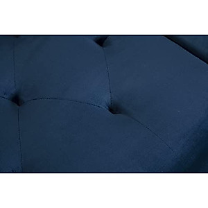 FANYE Navy Corner Velvet Tufted, L-Shaped 3 Seater Sofa & Sectional Convertible Sleeper Couch Bed with Reversible Chaise and Nailhead Decor for Home Office Apartment Living Room