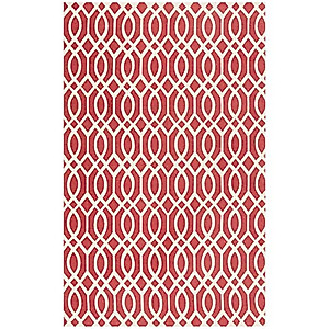 SAFAVIEH Cedar Brook Collection 5' x 8' Coral / Ivory CDR141G Handmade Geometric Cotton Area Rug