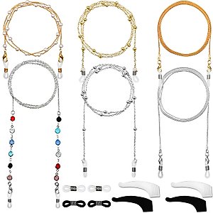 Frienda 6 Pieces Eyeglass Chains Elegant Eyewear Retainer Beaded Eyeglass String Holder Glasses Strap (Silicone Buckle Style)