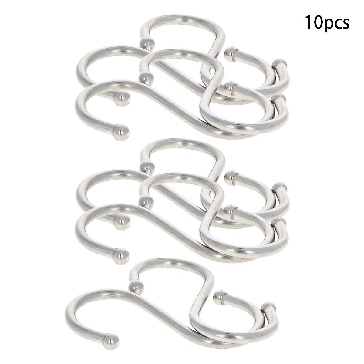MroMax Stainless Steel S Hooks,65mm/2.56" Silver S Shaped Hook Hangers for Kitchen Bathroom Bedroom Storage Room Office Outdoor Multiple Uses, 10Pcs