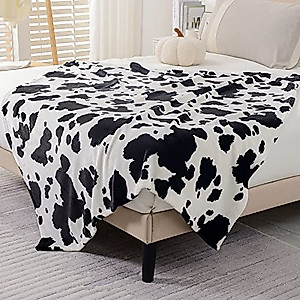 Yaning Cow Print Blanket, Soft Cozy Lightweight Blanket for Kids Adults, Plush Flannel Fleece Throw Blanket for Sofa Couch Bed Decor, Black White, 50x60 inches