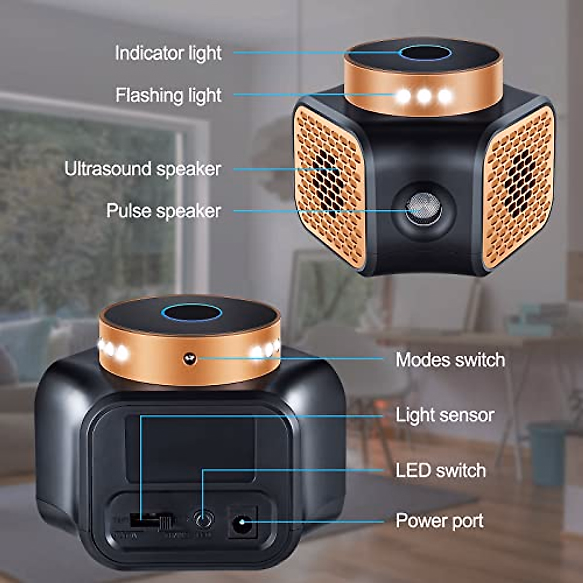 Qualirey 2 Pack Rodent Repellent Ultrasonic Mouse Repellent Plug-in Ultrasonic Pest Squirrel Repellent Rat Bat Deterrent with 9 LED Lights for House, Attic, Garage, Apartment Indoor Outdoor(Brown)