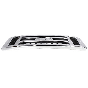 Evan Fischer Grille Assembly Compatible with 2008-2014 Ford E-150, Fits 2008-2014 Ford E-250, Fits 2008-2019 Ford E-350 Super Duty Plastic, Chrome Shell/Painted Gray Insert