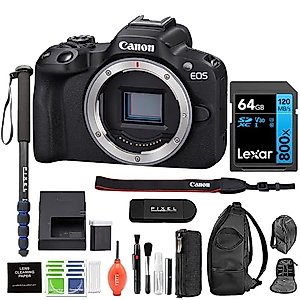 Canon EOS R50 Mirrorless Vlogging Camera (Black) with Advanced Accessory and Travel Bundle | 5811C002 | canon eos r50