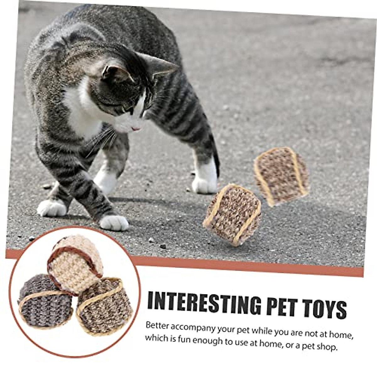 GARVALON 3pcs Cat Claw Ball Cats Self Play Toys Cat Scratch Ball Hamster Molar Toy Interactive Cat Rolling Toy Cat Teether Toy Toys Pet Toy Cat Scratching Toy Ball Sisal Bite