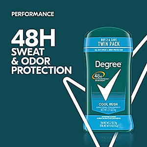Degree Men Original Antiperspirant Deodorant Cool Rush Twin Pack 48-Hour Sweat & Odor Protection Antiperspirant For Men 2.7 oz