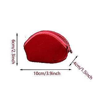SUKPSY 6 Pcs Velvet Jewelry Bags with Zipper Gift Bags Purse Pouches Shell Shape Jewelry Organizer Box for Jewelry,Gift,Wedding Party,Christmas,Small Craft (Dark Red)