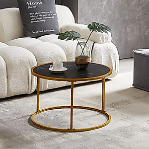 Round Coffee Table Living Room Side Tables Modern Marble Metal Frame Furniture Home Decor
