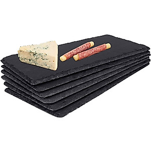 EATHEATY 6 PACK 12x6 Inch Large Slate Cheese Board, Natural Stone Serving Plates, Black Charcuterie board Cutting Board, Gourmet Serving Platter Tray for Cheese Sushi Pastry bread Snack Meat Pastry