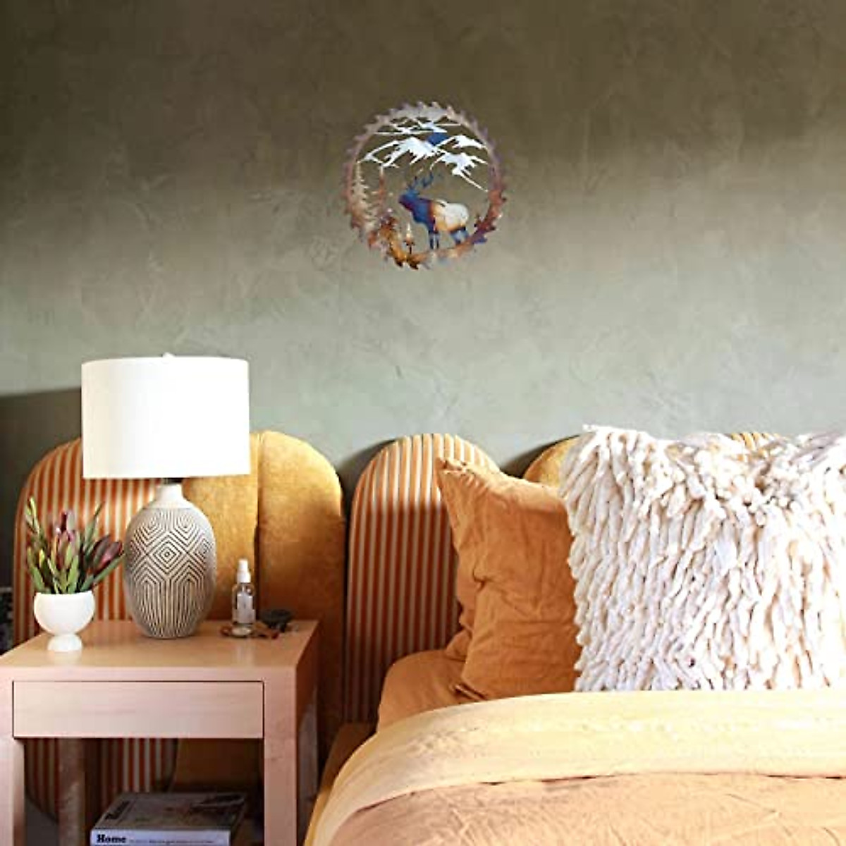 MEIJ-HC Metal Elk Wall Decor Deer Home Art Art Sculptures for Bedroom Living Room farmhouse school Wall Hanging Ornament Statues, 9.8 IN