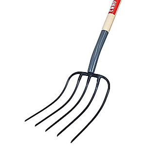 CRAFTSMAN CMXMKIT0070 2-Piece Long Wood Handle Composting Tool Set with Transfer Shovel and 5-Tine Manure Fork, Brown