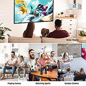 VIZONY Projector with 5G WiFi and Bluetooth, 20000L 600ANSI Full HD Native 1080P Projector, Support 4k & 350" Display with Carry Case, Outdoor Movie Projector Compatible w/Phone/TV Stick/Laptop, White