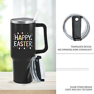 Happy Easter Tumbler 40 oz Tumblers with Lid and Straw Insulated Tumblers Stainless Steel Tumbler Funny Gifts for Women