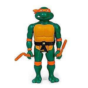 Super7 Teenage Mutant Ninja Turtles Michelangelo 3.75 in Reaction Figure