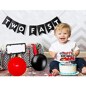 Two Fast Banner - Two Fast Car Birthday Party - Vroom Car Party - Second Birthday Party - Two Fast Flag Banner