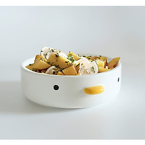 PURROOM Funny Cute Duck 6'' Salad Bowl, Handmade Glaze Chick Safety Ceramics Large Pasta Bowls, Home Family, Friend.