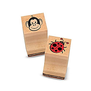 Melissa & Doug Wooden Stamp Set, Favorite Things - 26 Stamps, 4-Color Stamp Pad With Washable Ink For Art Projects For Kids Ages 4+