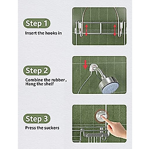 SHAPON Shower Caddy Hanging Over Shower Head Organizer, SUS202 Stainless Steel Rustproof Shower Shelf Organizer, Storage Rack for Bathroom and Shower Room, Silver