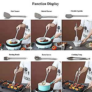 38 Piece Silicone kitchen Cooking Utensils Set with Utensil Rack, Silicone Head and Stainless Steel Handle Cookware, Kitchen Tools for Utensil Sets, Non-Stick kitchen Gadgets, Dishwasher Safe(Silver)