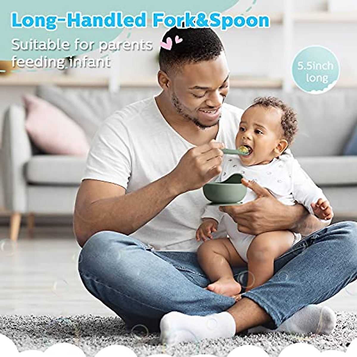 6 Pieces Silicone Baby Feeding Forks and Spoons Set Hot Safety First Stage Self Feeding Supplies Mini Kids Utensils for Over 6 Months Babies Boy Girl Toddlers First Foods (Nature Color)