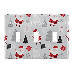 FJDENG Christmas Santa Claus Light Switch Cover,PC Decorative Double Toggle Switch Plate Covers Standard Size 1 Gang,4.56 x4.48 Inch