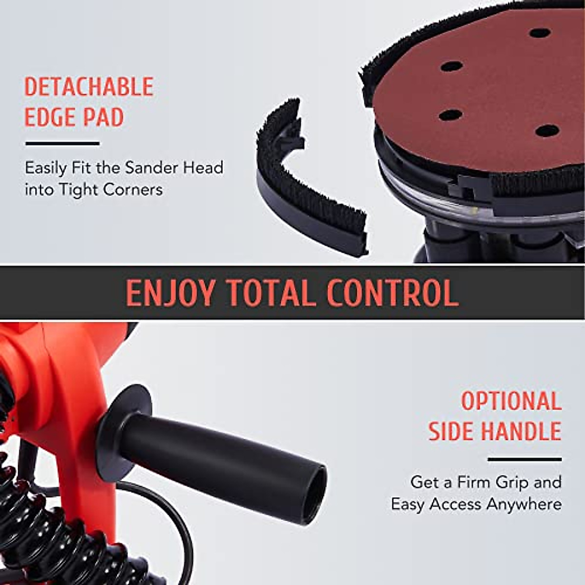 CO-Z 800W Electric Drywall Sander with Vacuum Attachment & Handles, Drywall Refinishing Sander with Dust Collector & Lights, Lighted Wall & Floor Residue Removal Power Tool for Low Wall Painting Work