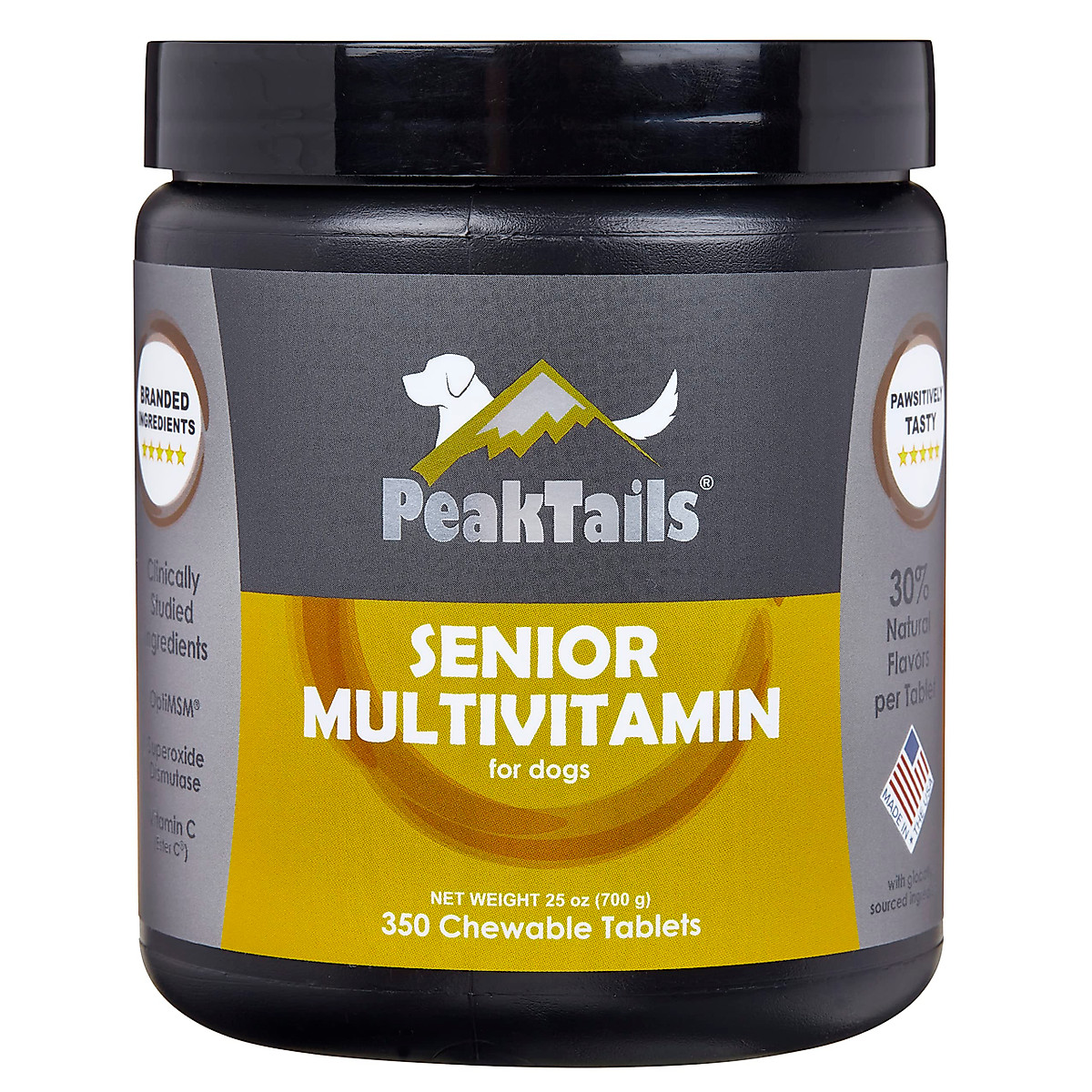 Kala Health PeakTails Senior Multivitamin for Dogs, Hip and Joint Support, Healthy Skin, Shiny Coat, Contains antioxidants and 18 Essential Amino acids and 19 Vitamins and Minerals, 350Count