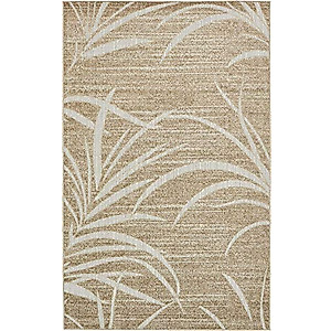 Unique Loom Outdoor Botanical Collection Area Rug - Orlando (5' 1" x 8' Rectangle, Beige/ Cream)