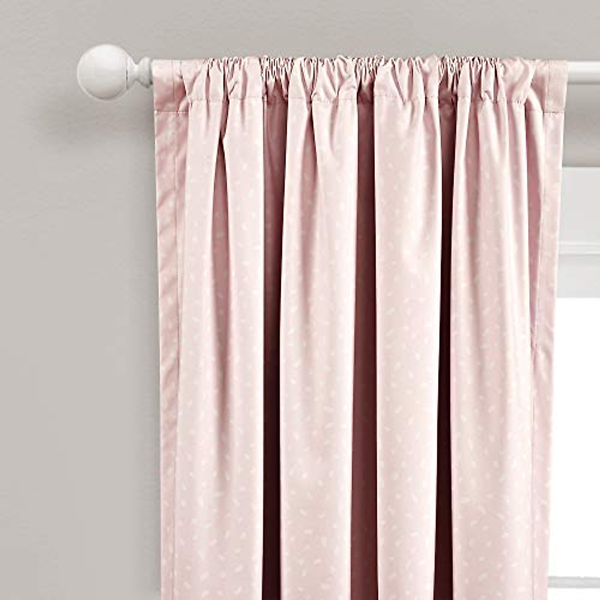 Lush Decor Pixie Fox Geo Blackout Window Curtain Panel, Single Panel, 52" W x 84" L, Pink - 100% Blackout Curtains - White & Pink Curtains for Kids & Baby - Geometric Dots - Bedroom & Nursery Decor