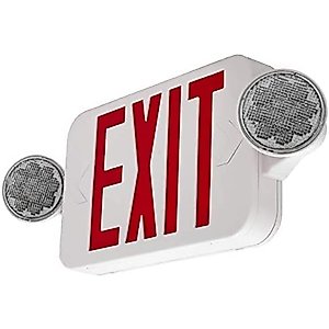 LFI Lights | UL Certified | Hardwired Red Compact Combo Exit Sign Emergency Egress Light | High Output | Remote Head Capable | COMBOJR2RWRH