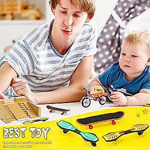 37 Pcs Skate Park Kit Finger Skateboard Ramp Fingerboard Skatepark Finger Boarding Skate Park Mini Finger Toys Set Including Finger Bike Skateboards Swing Board with Adjustment Tools for Training Prop