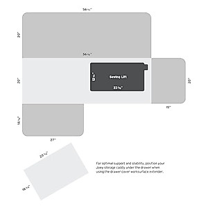 Arrow K8811 Kangaroo Sewing Cabinet for Sturdy Sewing, Cutting, Quilting, and Crafting with Joey II 3 Drawer Storage Cabinet, Portable with Wheels, White Ash Finish