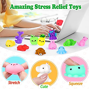 80PCS Mochi Squishy Toys Kids Party Favors Kawaii Mini Squishies Animals Fruit Stress Relief Toys Bulk Classroom Prizes Easter Egg Fillers Christmas Goodie Bag Stuffers Kids Valentines Gifts, Random