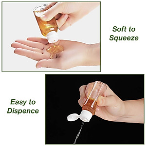 50ML Plastic Empty Bottles Clear Travel Containers Travel Size Bottles with Flip Cap, HDPE Squeezable Refillable Toiletry/Cosmetic Bottles - Set of 25 - Oval Design (clear)