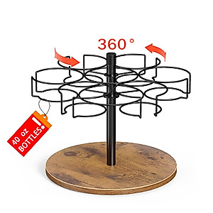 Yeuslor Water Bottle Organizer for Stanley 40 oz Tumbler with Handle, Rotatable Stanley Cup Organizer Holder, Kitchen Organizers and Storage for Stanley Cup Accessories, Wooden Base(Black)