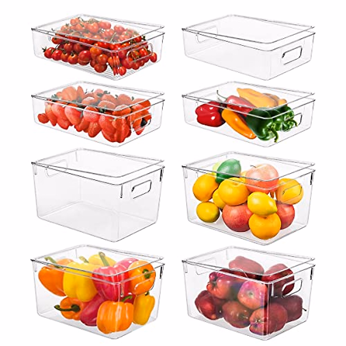 Refrigerator Organizer Bins with Lid, 8 Pack Plastic Freezer Organizer Bins for Freezer, Kitchen, Cabinets - Clear Pantry Organization and Storage Bins Fridge Organizers by GOLIYEAN (8 Pack)