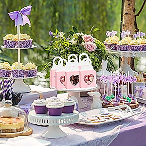 jixsloft 12 Count Pink Paper Wine Bottle Box with Window, Wine Hanging Foldable Gift Boxes Charcuterie Box Wine Boxes for Holding Candy Chocolate, Wedding Birthday Mother's Day Gift Box