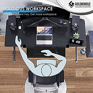 GoldOrcle Large Under Desk Keyboard Tray Slide Out, 25.5” (30” Including Clamps) x 11.8” Pull Out C Clamp on Keyboard Stand Drawer Platform Shelf for Home or Office