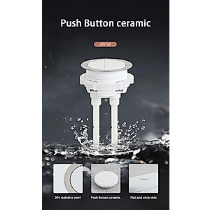 BKK HOME Toilet Cistern Dual Flush Valve Push Button Replacement Toilet Tank Flush Valve Ceramic Push Button Thread Diameter 48mm/1.89"