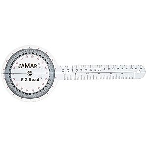 Jamar EZ Read 12.5" (32cm) Goniometer, Easy to Read Manual Range of Motion Measure Tool, Accurate Angle Measuring Device, Transparent Protractor Instrument, Inch & Centimeter Linear Measurement