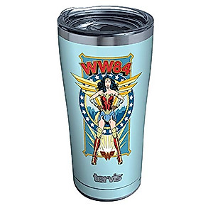 Tervis Triple Walled DC Comics - Wonder Woman - Retro Insulated Tumbler Cup Keeps Drinks Cold & Hot, 20oz Legacy, Stainless Steel