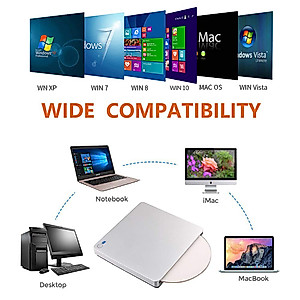 External 3D Blu Ray DVD Drive, USB 3.0 and Type-C Blu Ray CD DVD Drive Player Ultra Slim Slot-in CD DVD Burner with Smart Touch Compatible with Windows XP/7/8/10, Mac OS for MacBook, Laptop, PC