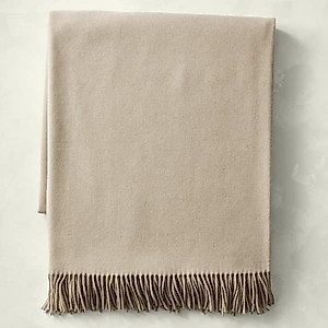 100% Pure CashmereThrow Blanket with Decorative Fringe - Ultra Soft Accent Throw Blanket for Couch, Sofa & Bed Crafted Home Accessories - (Oatmeal, 60"x50")