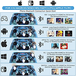 STOGA Wireless Game Controller for iPhone, Android, iPad, Mobile, PC, Tablet, Switch/Apple Arcade Mfi Games/TV/Steam, Shark Skin Bluetooth Pro Gaming Controller with Phone Clip, with 6-Axis Gyro/Dual