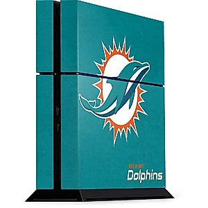 Skinit Decal Gaming Skin Compatible with PS4 Console - Officially Licensed NFL Miami Dolphins Distressed- Aqua Design