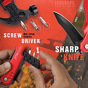 VEITORLD Gifts for Men Women, Anniversary Birthday Gifts Ideas for Dad Grandpa Him Husband, All in One Tools Hammer Multitool, Camping Accessories Survival Gear, Unique Fishing Hunting Tools Gifts