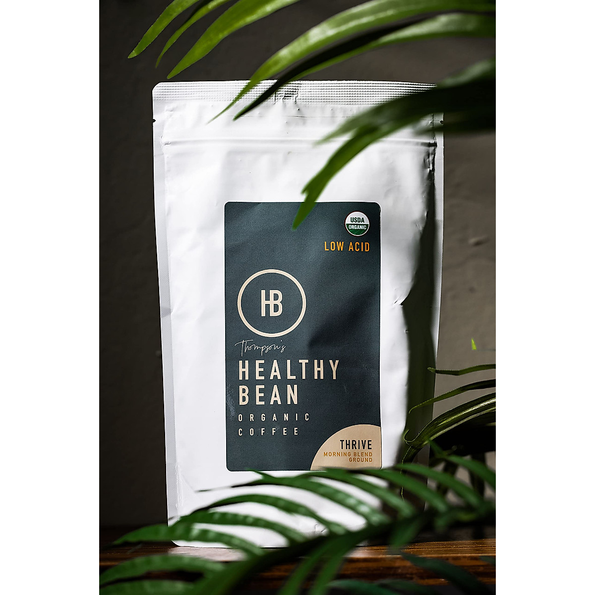 Healthy Bean Coffee Thrive Morning Roast - Low Acid Coffee | Whole Bean, Organic | - 11oz.
