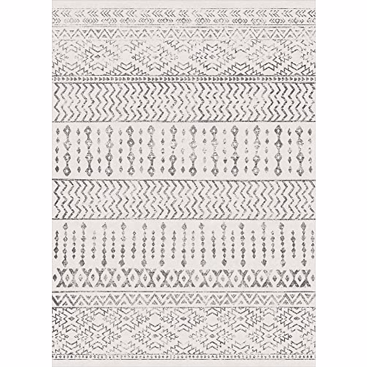 Art&Tuft 3x5 Rug, Super Soft Ultra-Thin Moroccan Washable Rug, Anti-Slip Backing Rugs for Living Room, Foldable Geometric Machine Washable Area Rug(3'x5', Ivory)