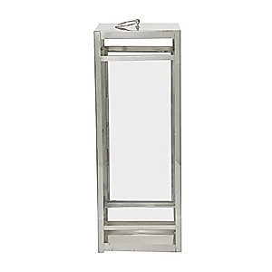 Deco 79 Stainless Steel Pillar Candle Lantern, 11" x 11" x 32", Silver